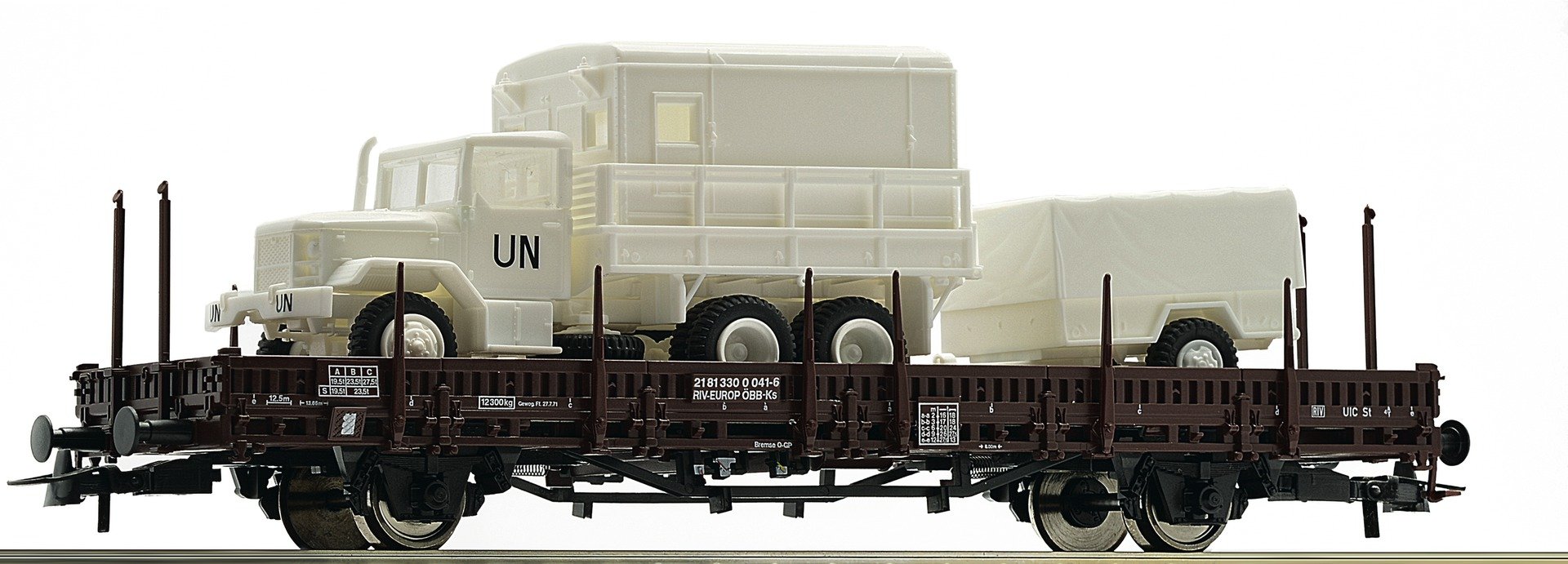 ROCO 67495 H0 Rungenwagen ÖBB mit GMC M35 ÖBH - Moba-Shop