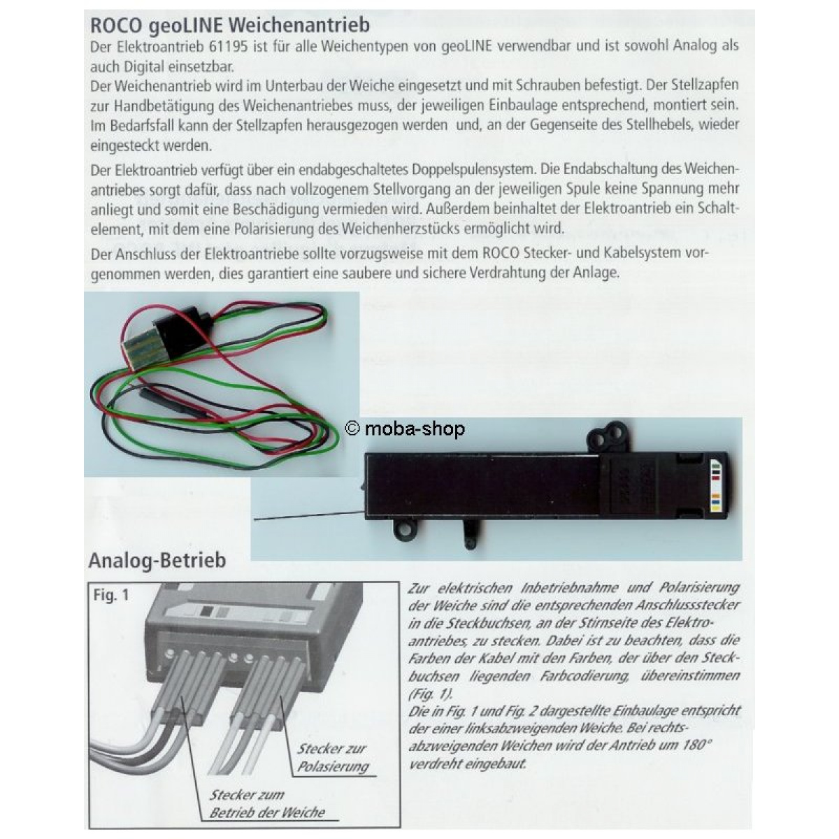 ROCO 61195 H0-Geo Weichenantrieb elektrisch - Moba-Shop